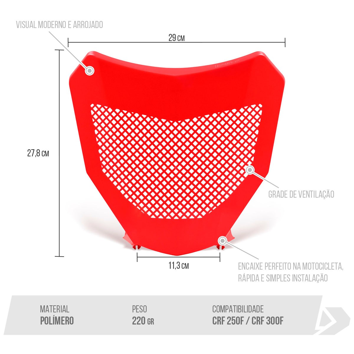 NUMBER PLATE VENTED - BRANCO | Biker Acessórios
